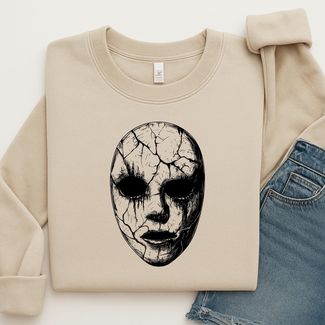 Cracked Horror Mask Sublimation SVG PNG JPG – Creepy Face Mask Vector ...