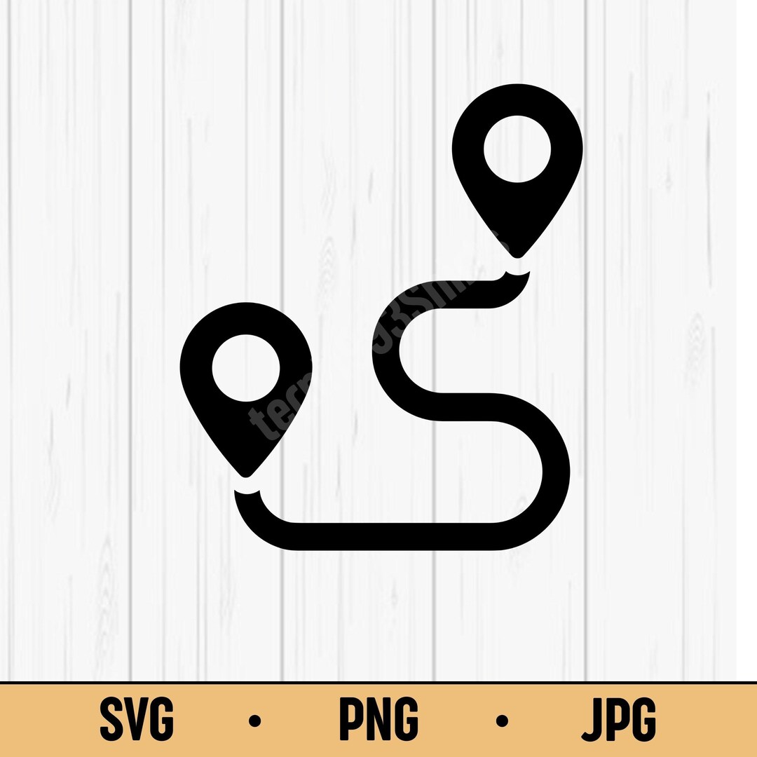 Map Route SVG PNG JPG – Navigation Path Icon With Location Pins for ...