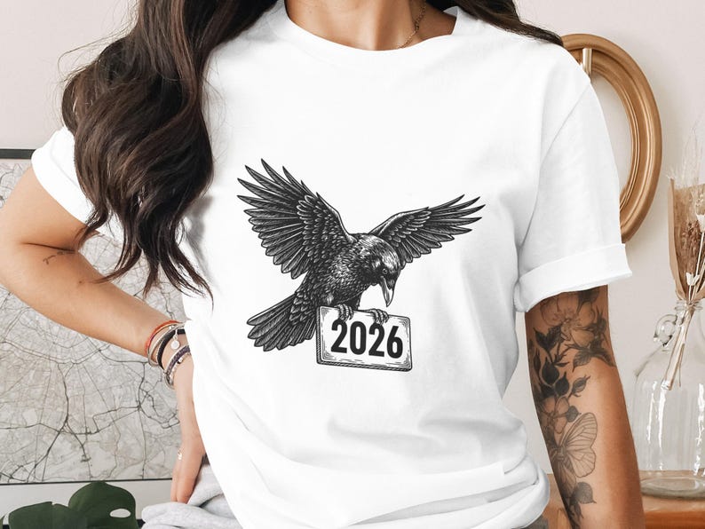 Raven 2026 Digital Design, Year 2026 Illustration, Bird Graphic, Vector ...