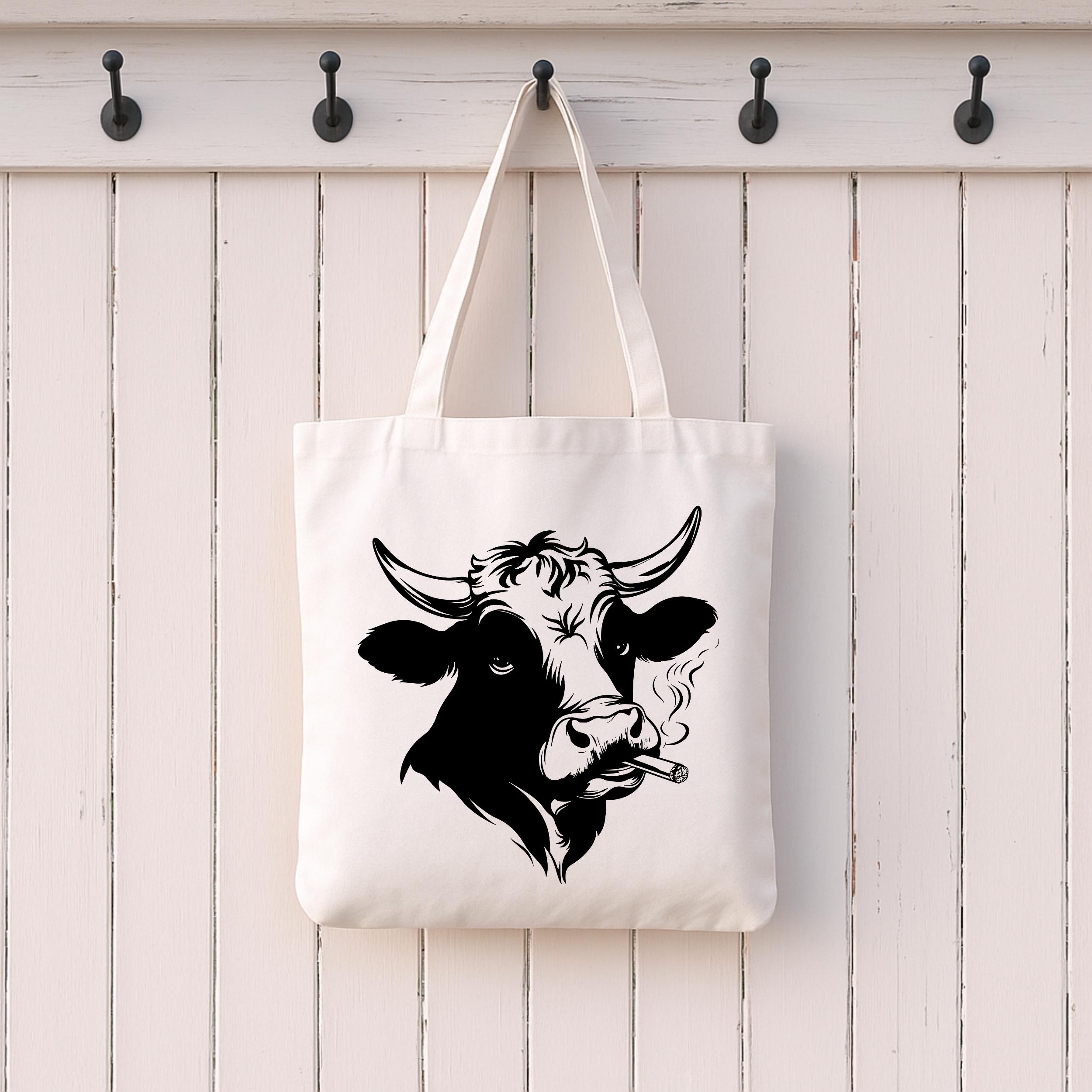 Smoking Cow PNG SVG – Cool Cartoon Cow Head With Cigarette Illustration ...