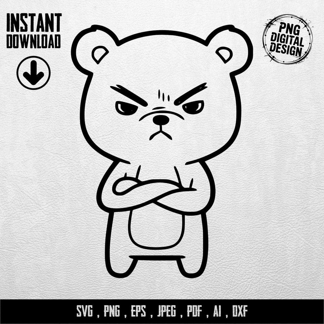 Grumpy Bear SVG, Angry Bear Clipart, Funny Bear Digital Designs, Cute ...