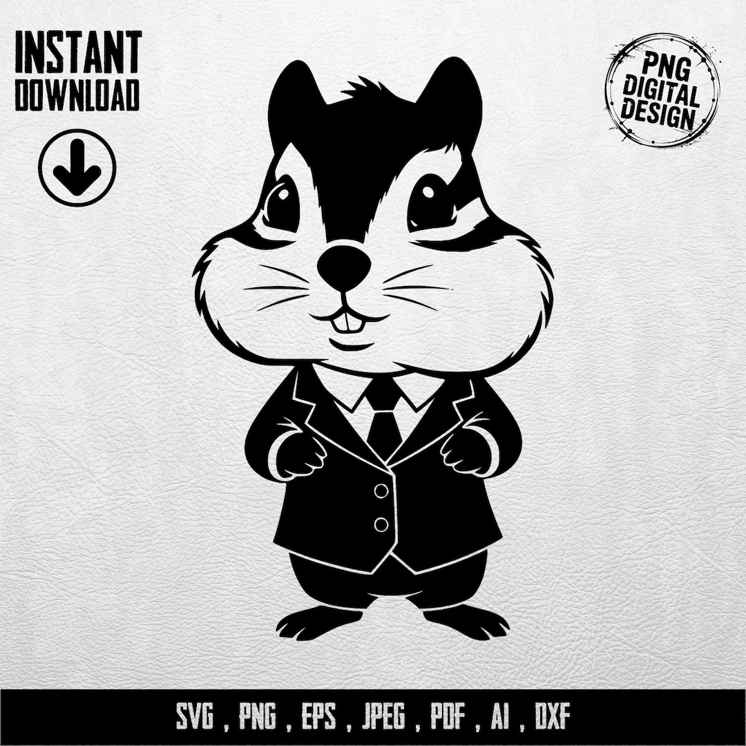 Chipmunk Digital Vector, Funny Animal Art, PNG SVG Cut File, Business ...