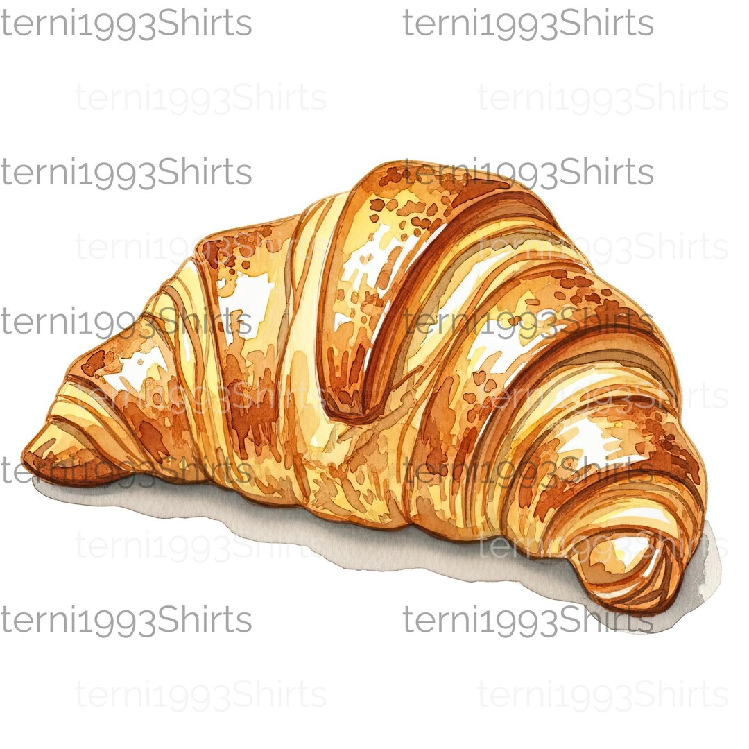 10 Croissants Watercolor Clipart JPG Bundle - Food Illustration ...