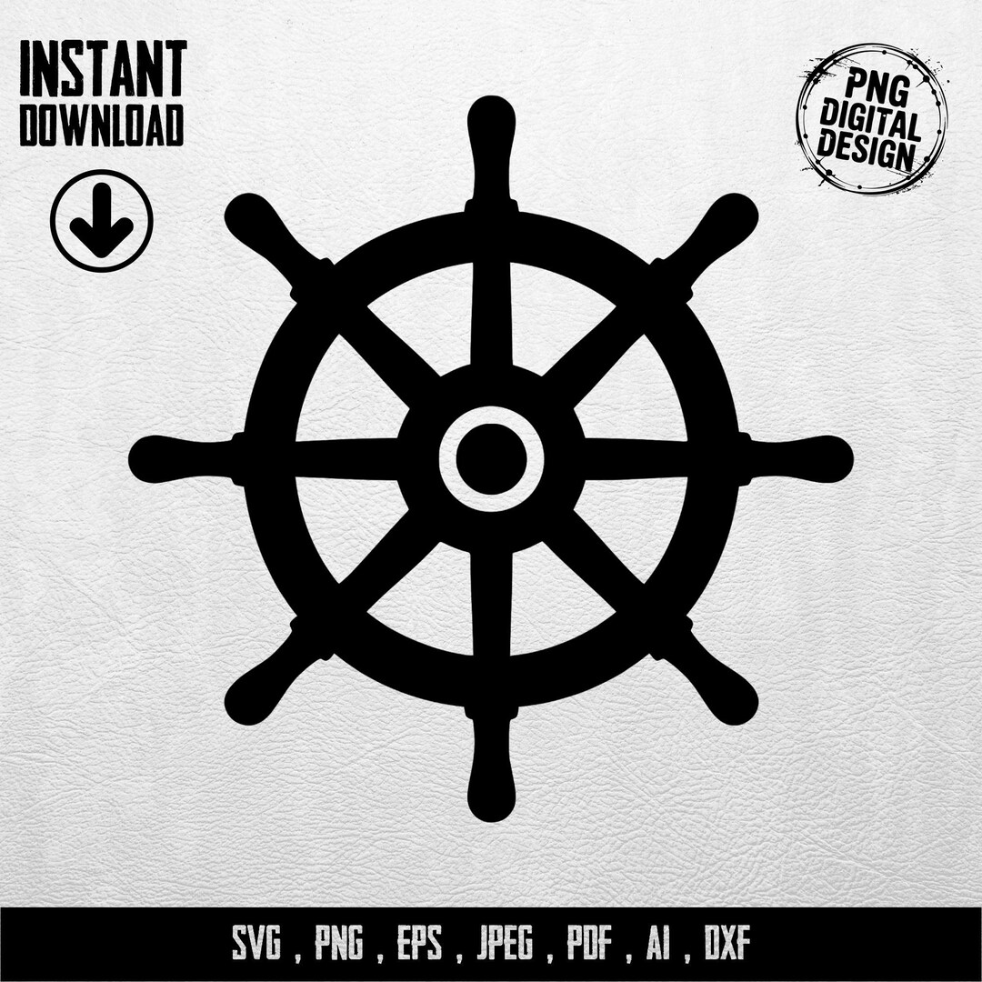 Ships Wheel Digital, Nautical Decor SVG PNG, Steering Wheel Vector ...