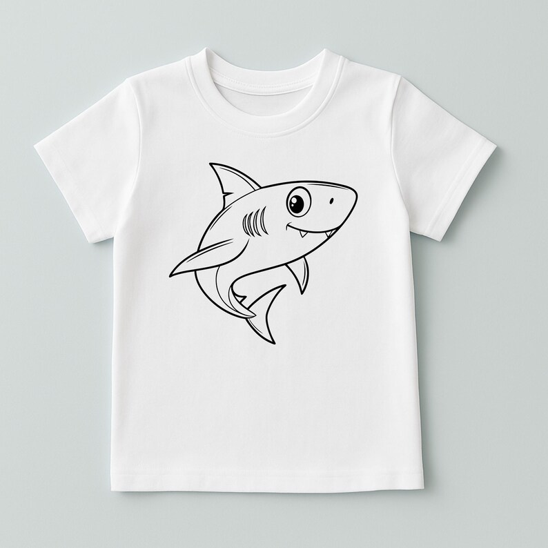 Cute Cartoon Shark SVG PNG – Smiling Shark Clipart for Kids, Ocean ...