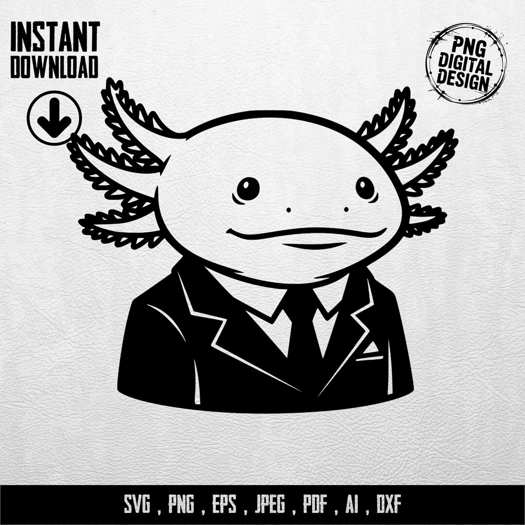 Axolotl Boss Digital SVG, Funny Animal Art, Business Salamander, Office ...