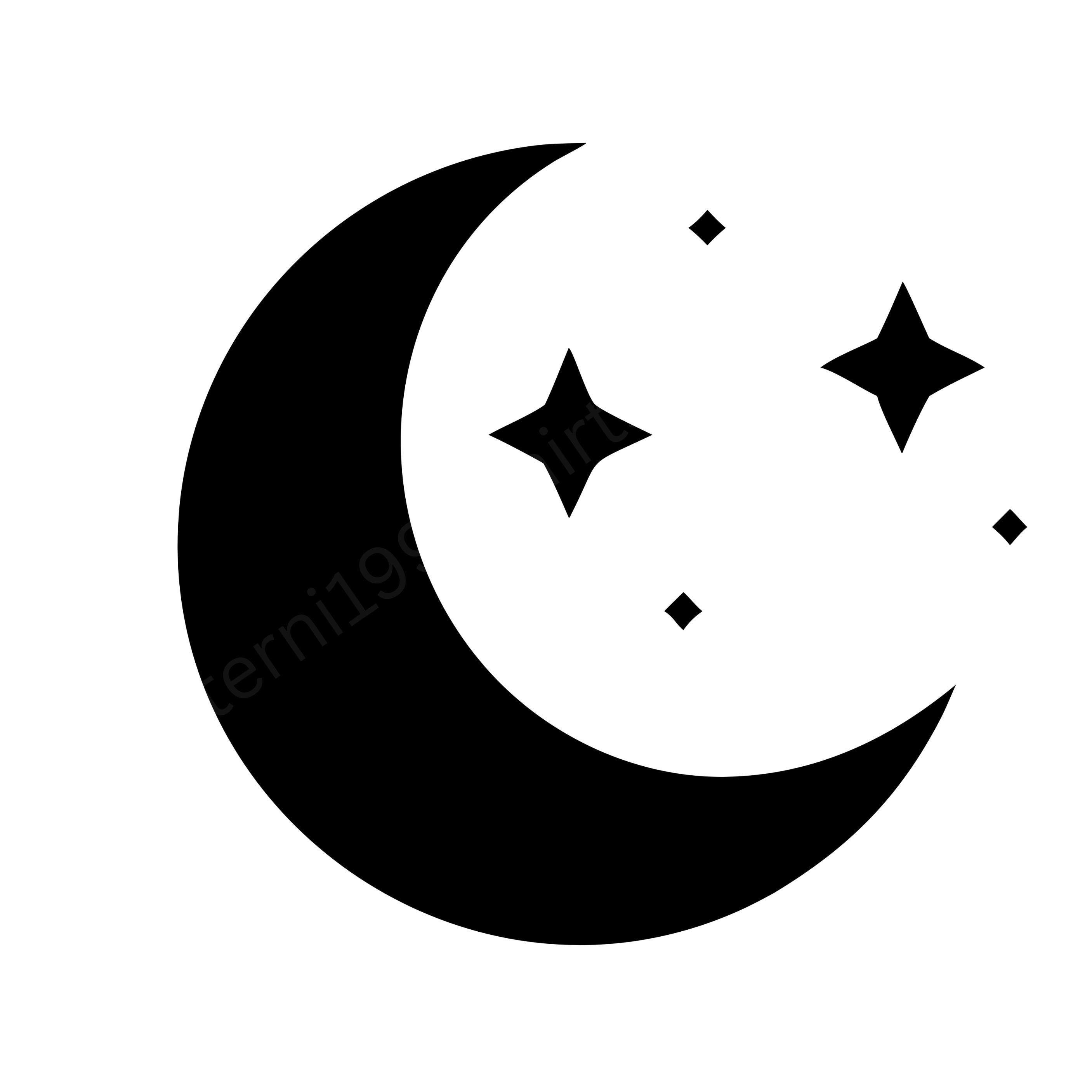 Black Crescent Moon Clipart – SVG, PNG, JPG, Digital Printable Download ...