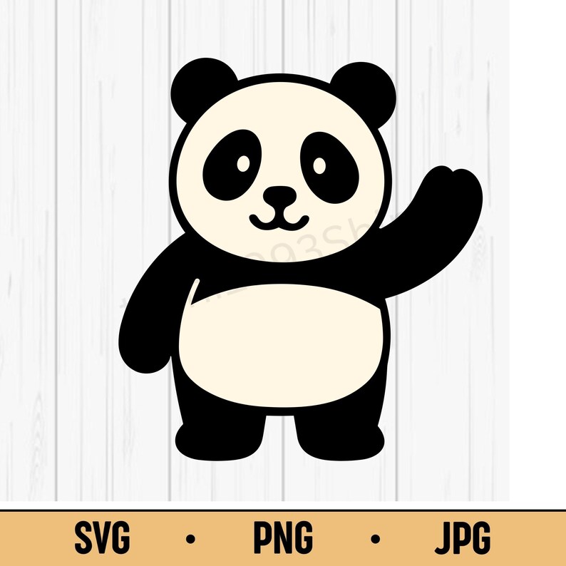 Waving Panda SVG PNG JPG – Cute Panda Waving Hand, Kawaii Animal Vector ...