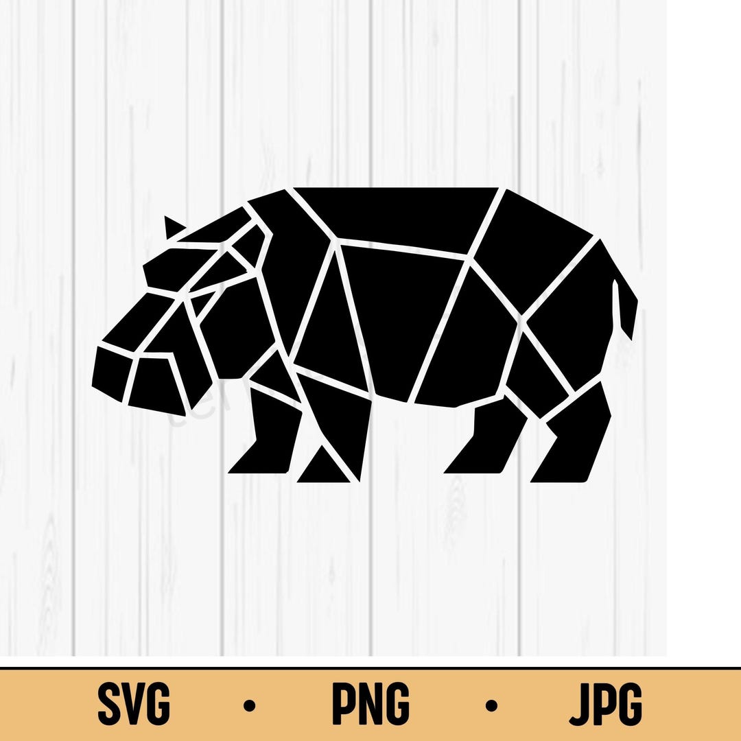 Geometric Hippo SVG PNG JPG – Polygon Hippopotamus Vector, Abstract ...