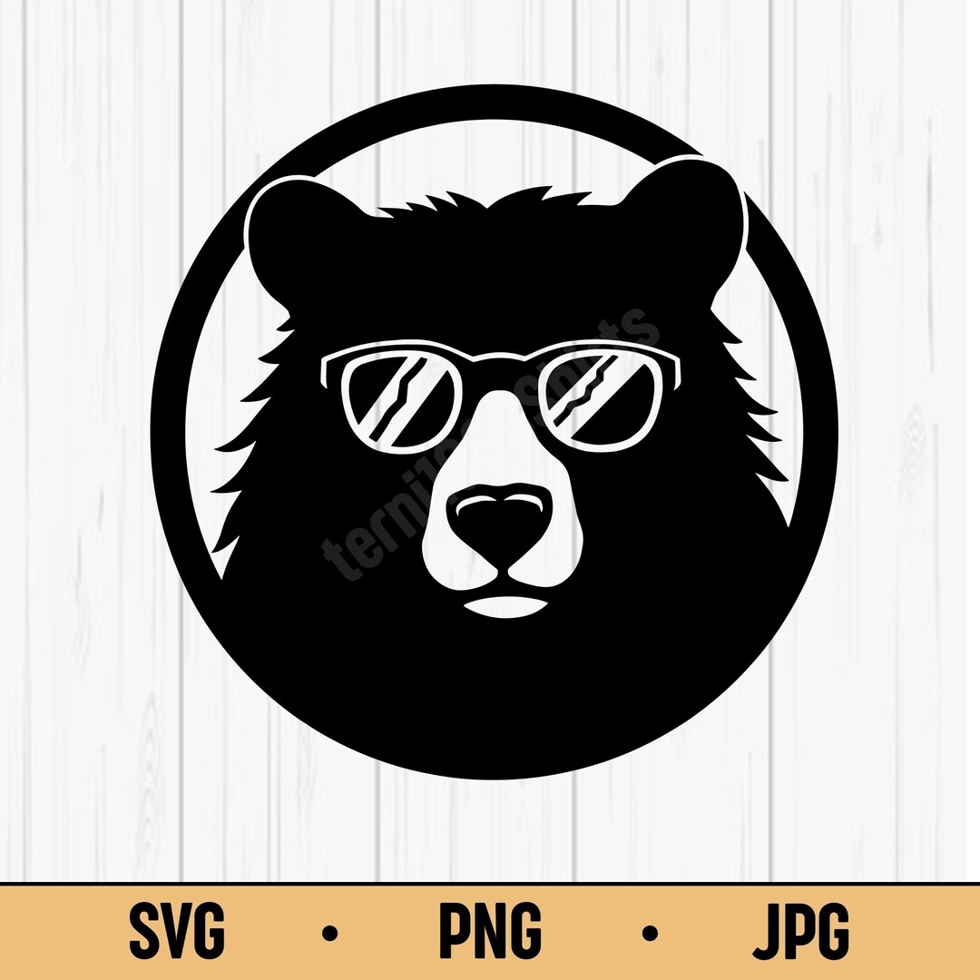 Cool Bear Logo SVG PNG JPG – Bear With Sunglasses Vector, Digital ...