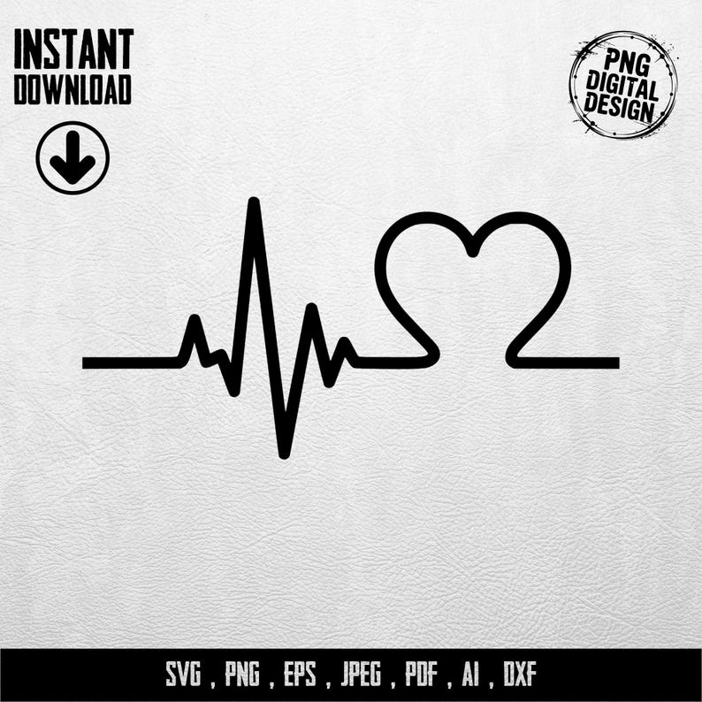 Heartbeat Heart Line Digital Design Svg Png Eps Dxf, Valentines Day ...