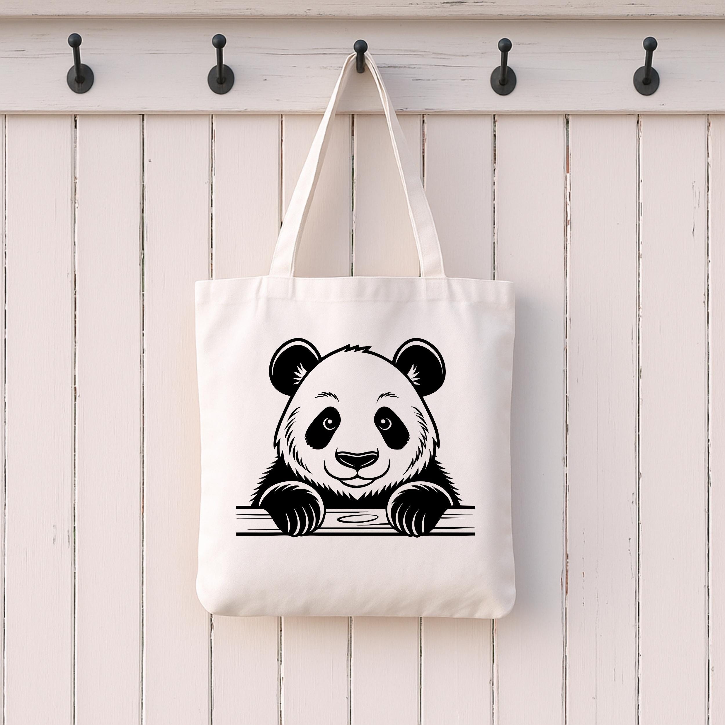 Peeking Panda SVG PNG – Cute Bear Clipart, Smiling Panda Silhouette ...