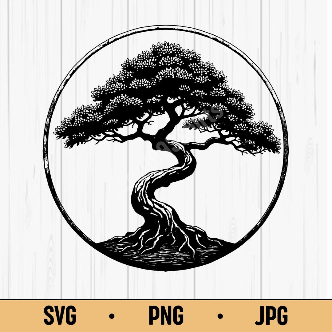 Bonsai Tree Logo SVG PNG JPG – Zen Nature Vector, Digital Download for ...