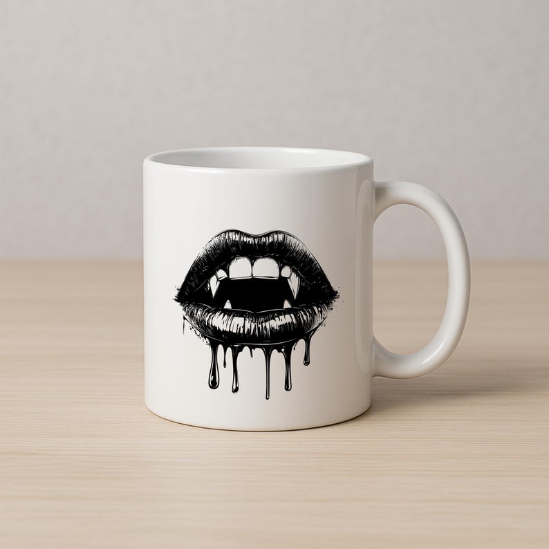 Vampire Lips SVG PNG JPG – Dripping Fangs Clipart, Gothic Horror Mouth ...