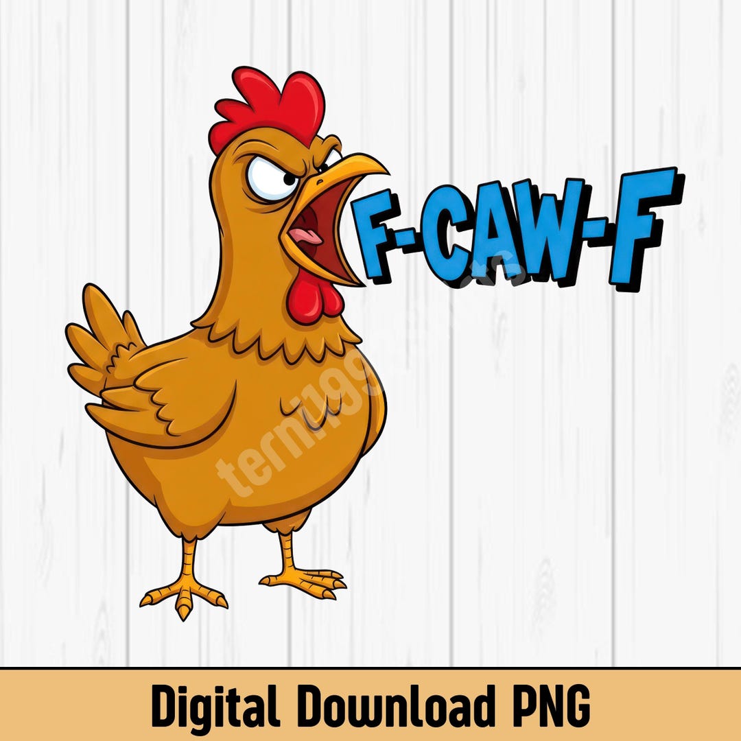 F-CAW-F Meme PNG, Cartoon Angry Hen, Funny Chicken Clipart, Digital ...