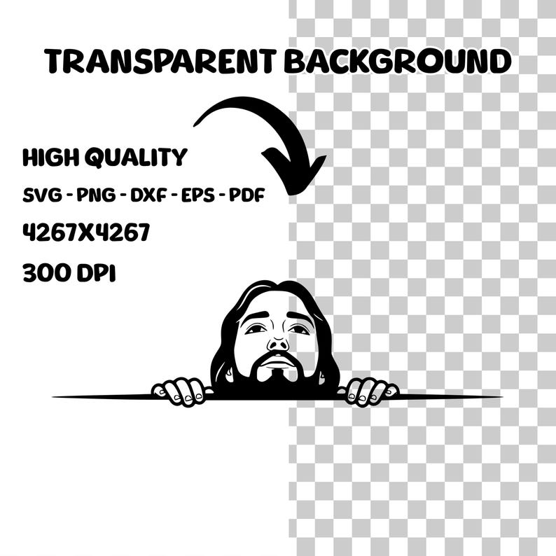 6 Peeking Jesus Svg Png Dxf Eps Pdf Bundle - Funny Religious Christian ...