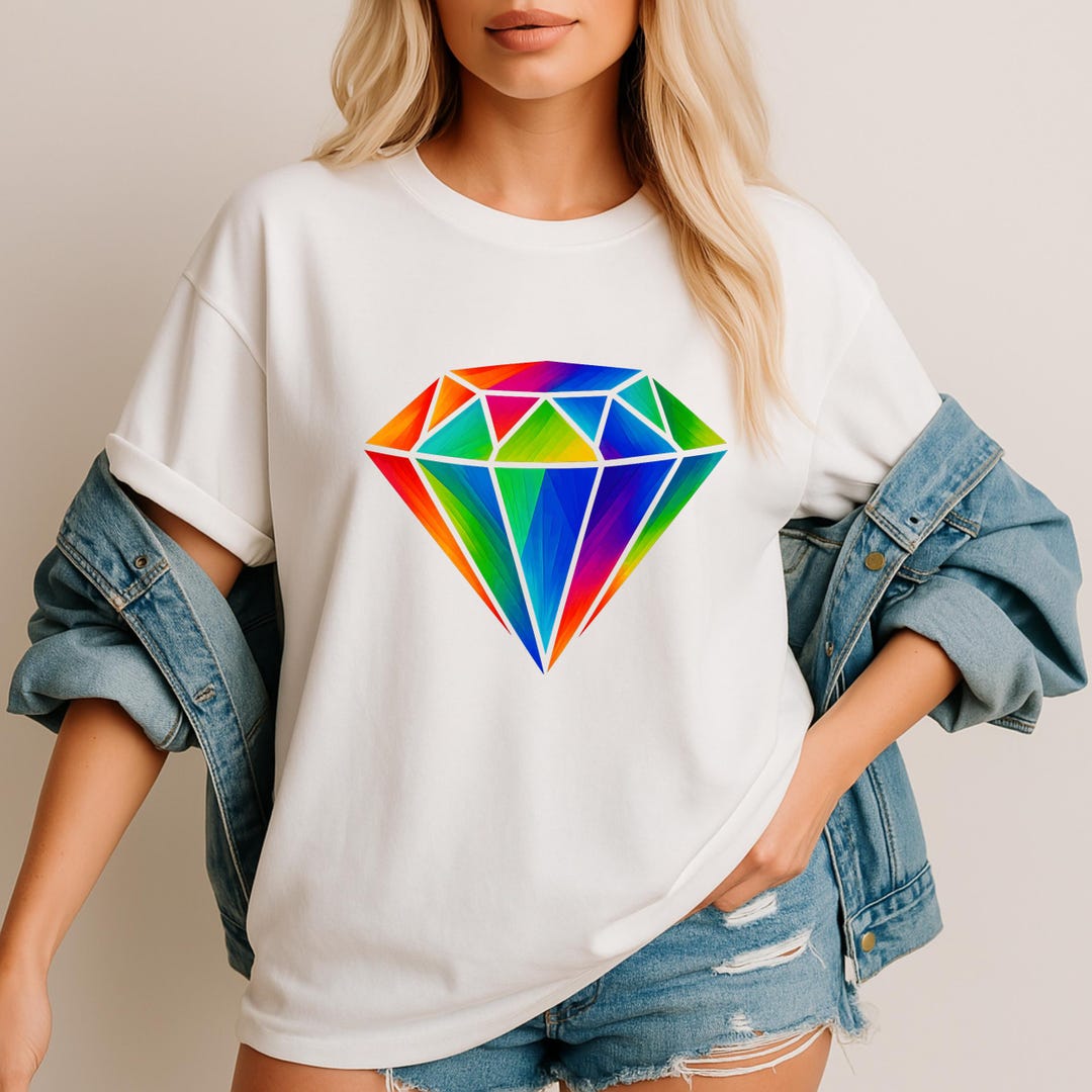 Rainbow Diamond Printable PNG - Vibrant Diamond Clipart, Gemstone ...