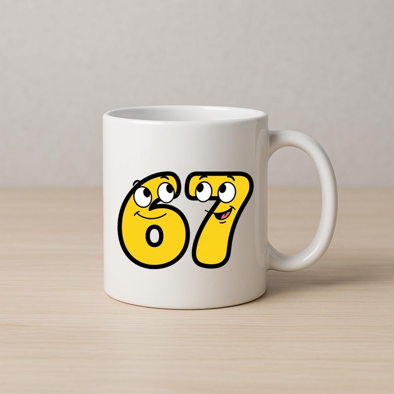 Cute 67 Meme Cartoon Characters PNG - Funny Yellow Number Faces, Viral ...