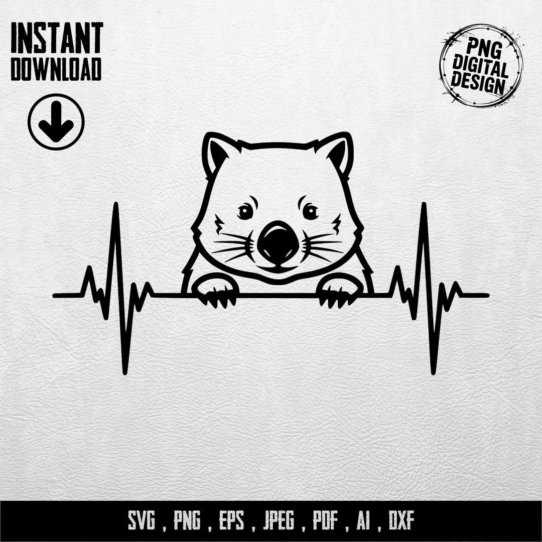 Wombat Heartbeat Digital Svg Png Eps Dxf, Cute Animal, Instant Download ...