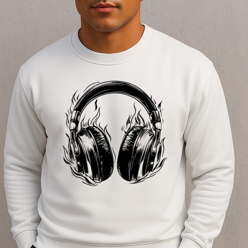 Burning Headphones SVG PNG JPG – Flaming Music Headset Clipart, Dj Fire ...