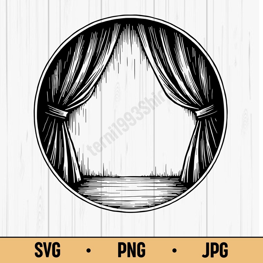 Theater Stage Logo SVG PNG JPG – Curtain Vector, Digital Download for ...