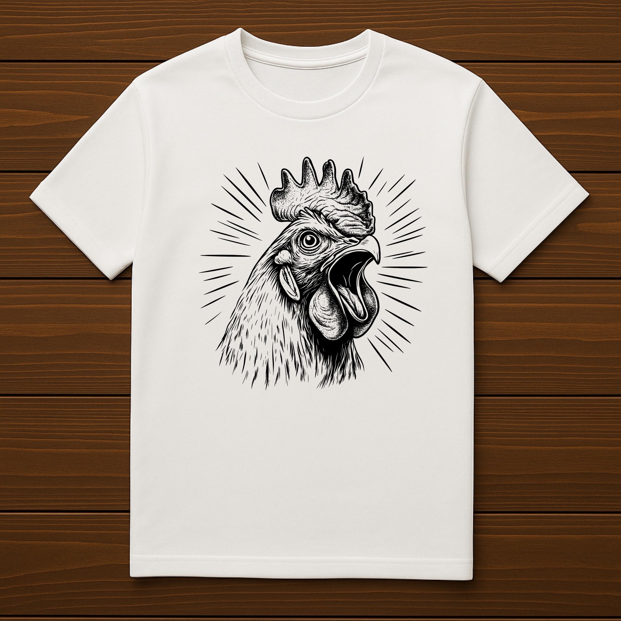 Screaming Rooster Head SVG PNG – Bold Farm Animal Line Art Digital ...