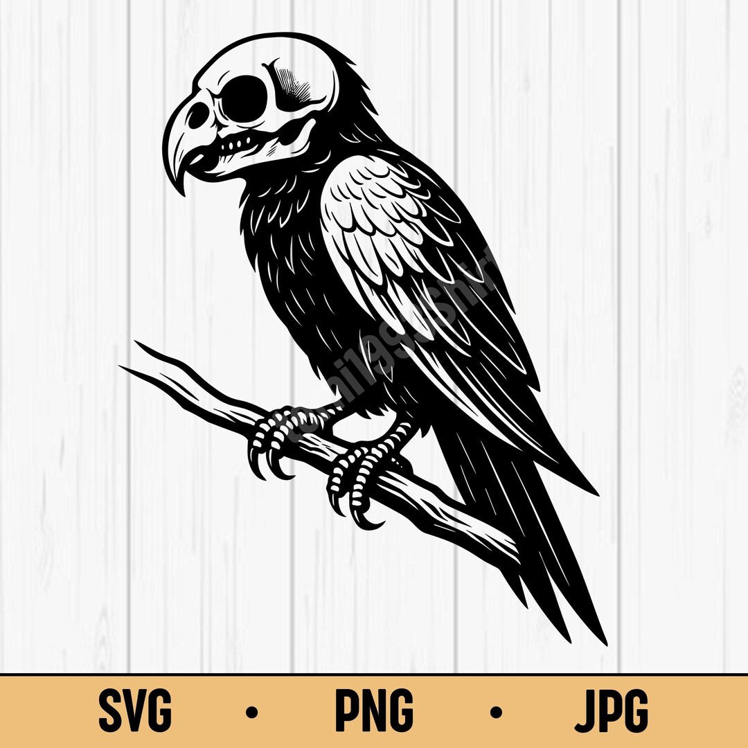 Skeleton Bird SVG PNG JPG – Gothic Bird Skull Vector, Digital Download ...