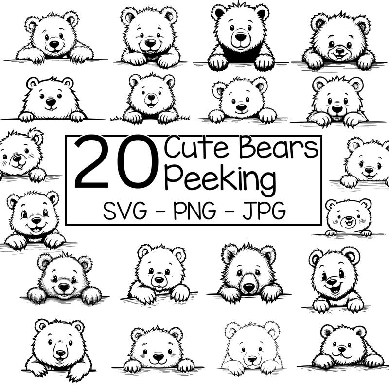 Cartoon Bear Line Art - Etsy