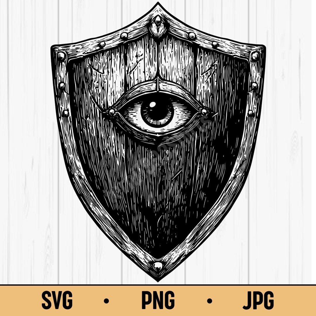 Eye Shield SVG PNG JPG – Gothic Wood Shield With Eye Vector, Digital ...