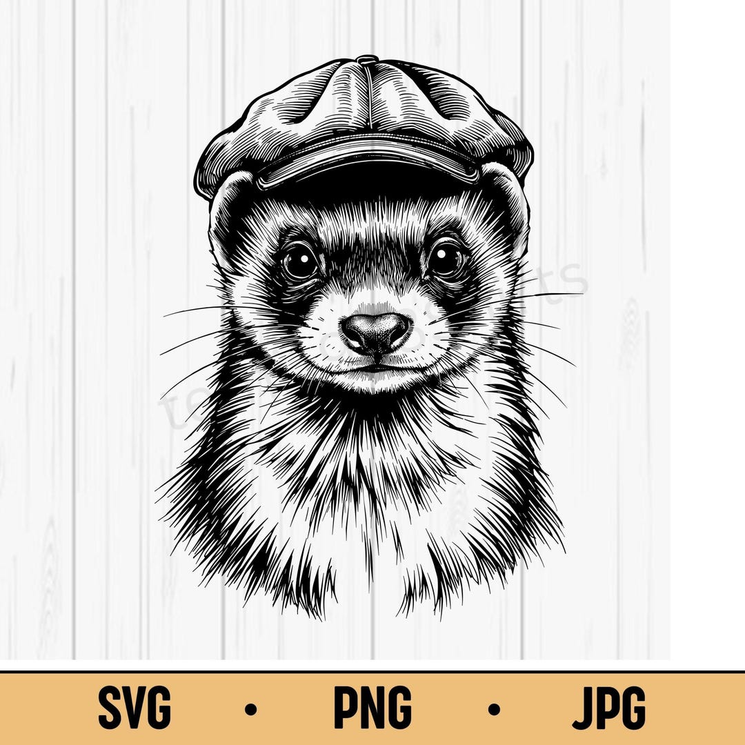 Weasel With Hat SVG PNG JPG – Funny Weasel Wearing Hat, Cute Forest ...