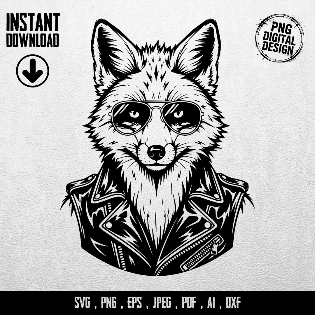 Cool Fox Biker Digital Files, SVG PNG Clipart, Cartoon Fox Vector Art ...