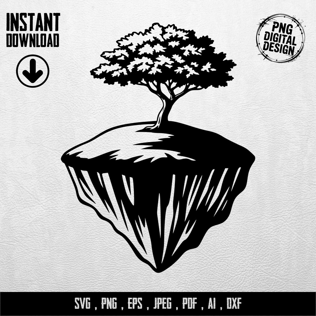 Floating Island Tree Digital File, Svg, Png, Dxf, Pdf, Vector ...