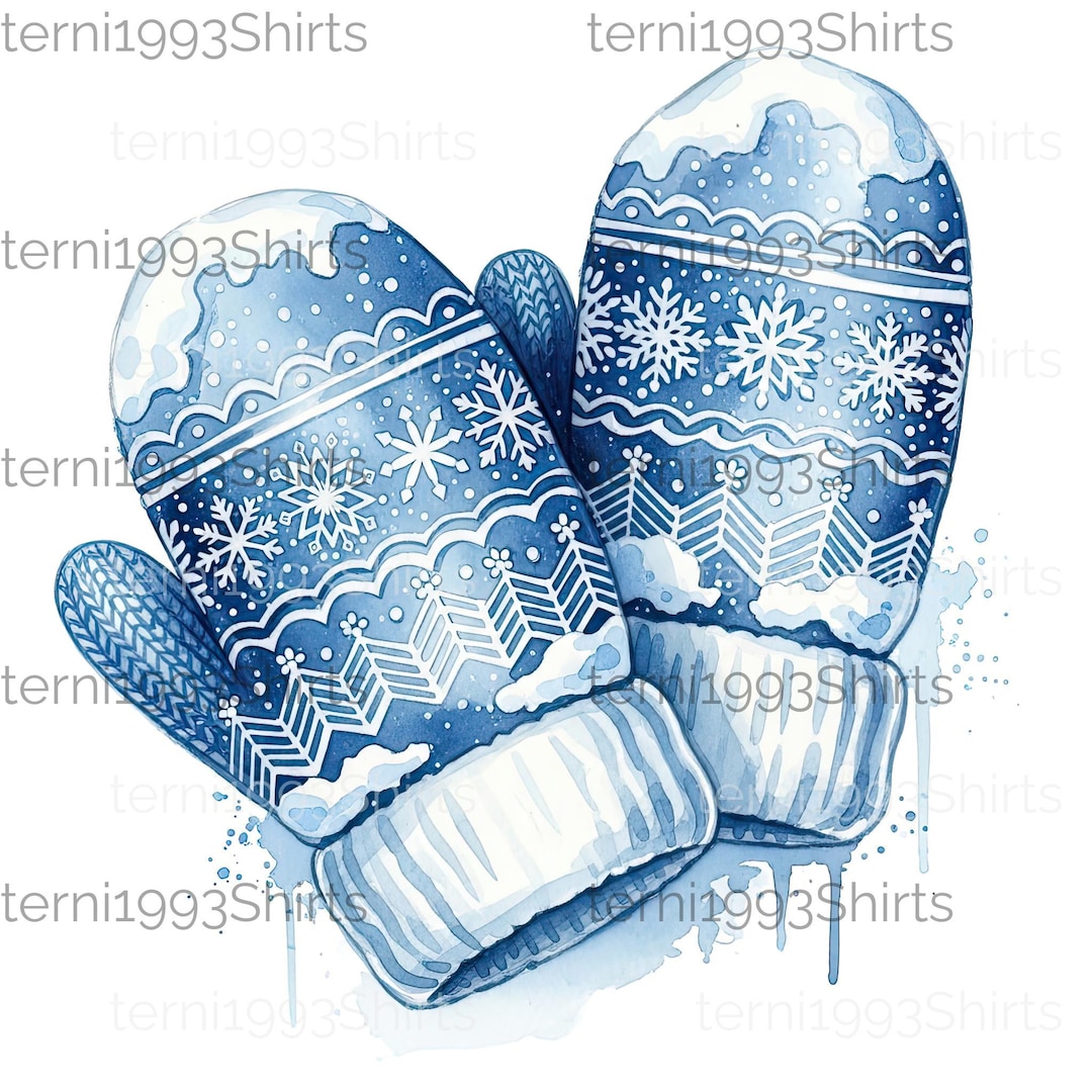 17 Cozy Winter Mittens Watercolor Clipart JPG Bundle - Mittens ...
