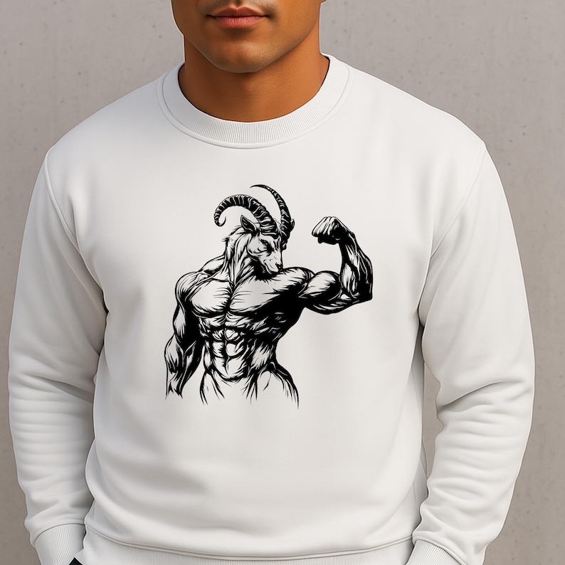 Strong Goat Flexing SVG PNG JPG – Muscular Animal Bodybuilder Vector ...