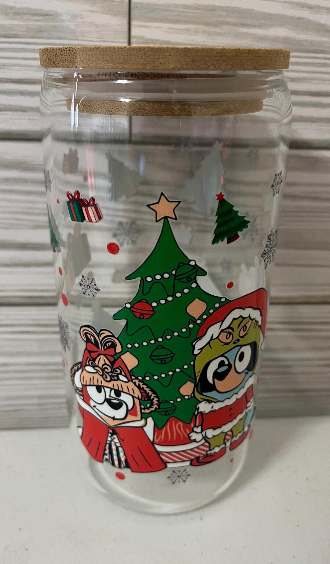 Bluey, the Grinch,sally,uv DTF , Christmas, 16oz Libby Glass Cup - Etsy