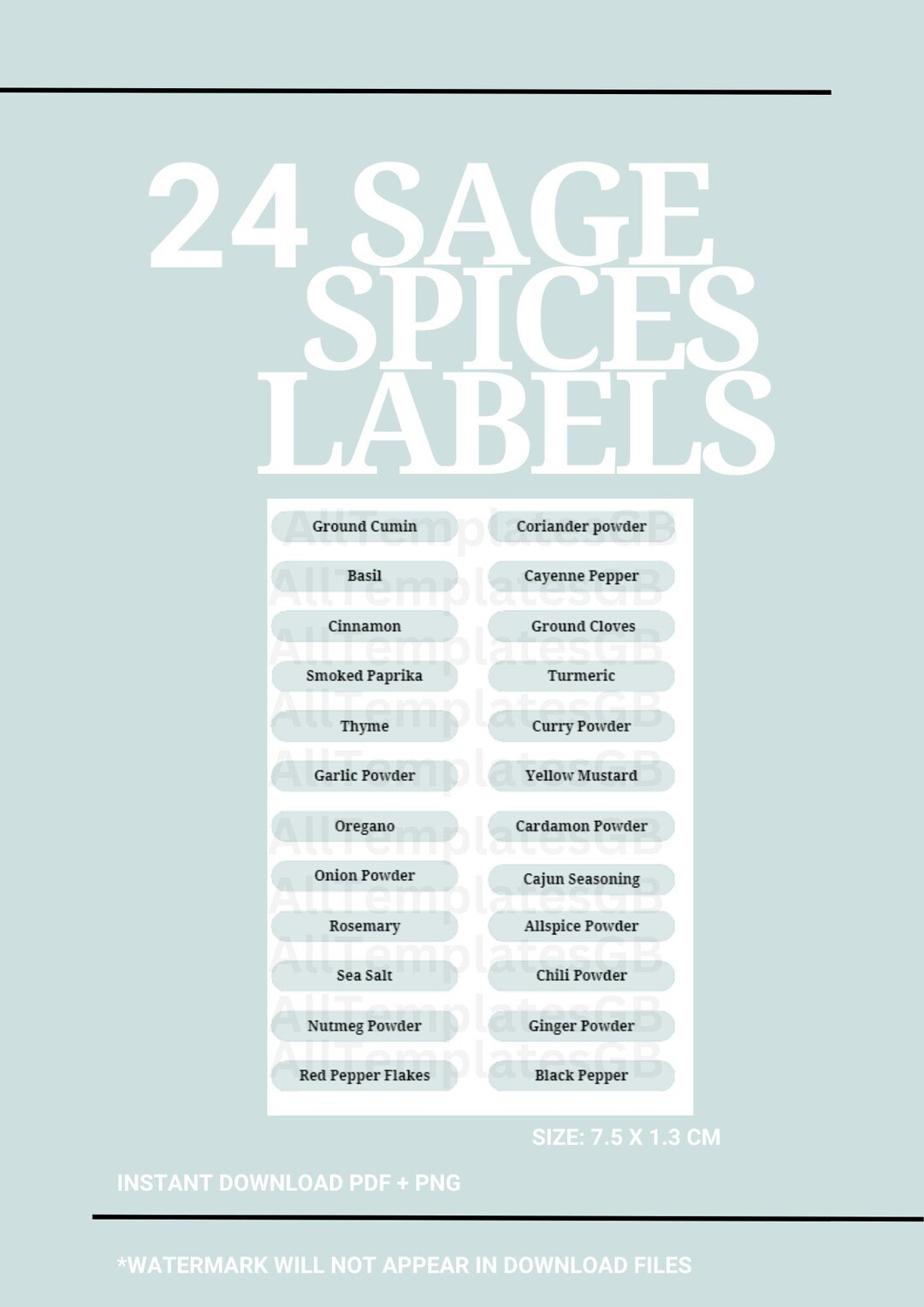 24 Sage Spices Labels - Etsy