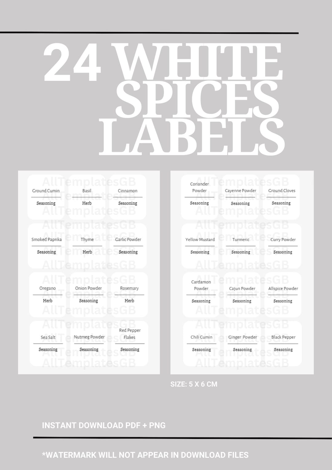 24 White Spices Labels - Etsy