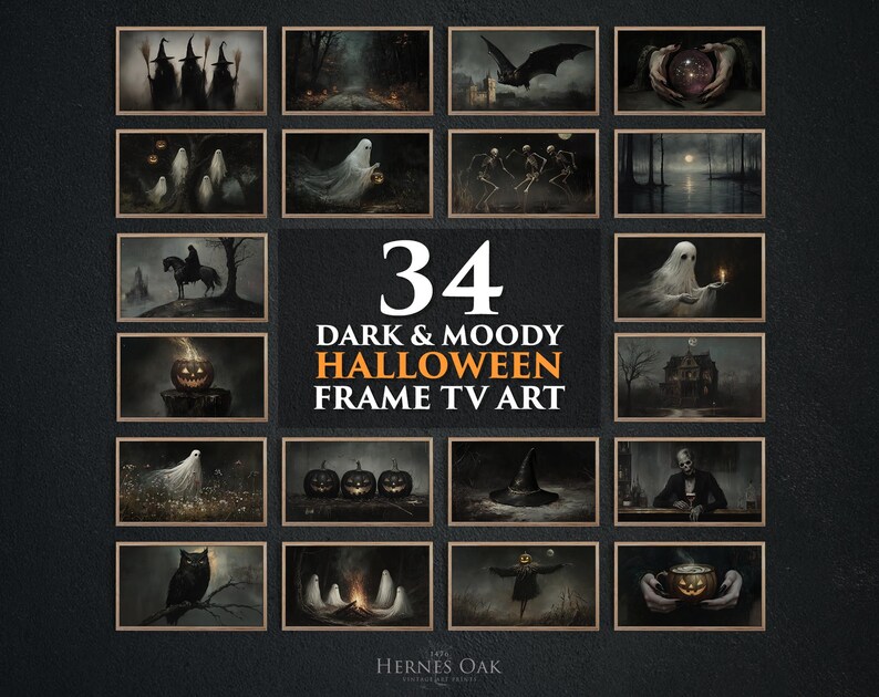 Dark and Moody Gothic Halloween Frame TV Art Set of 34 | Dark Academia ...