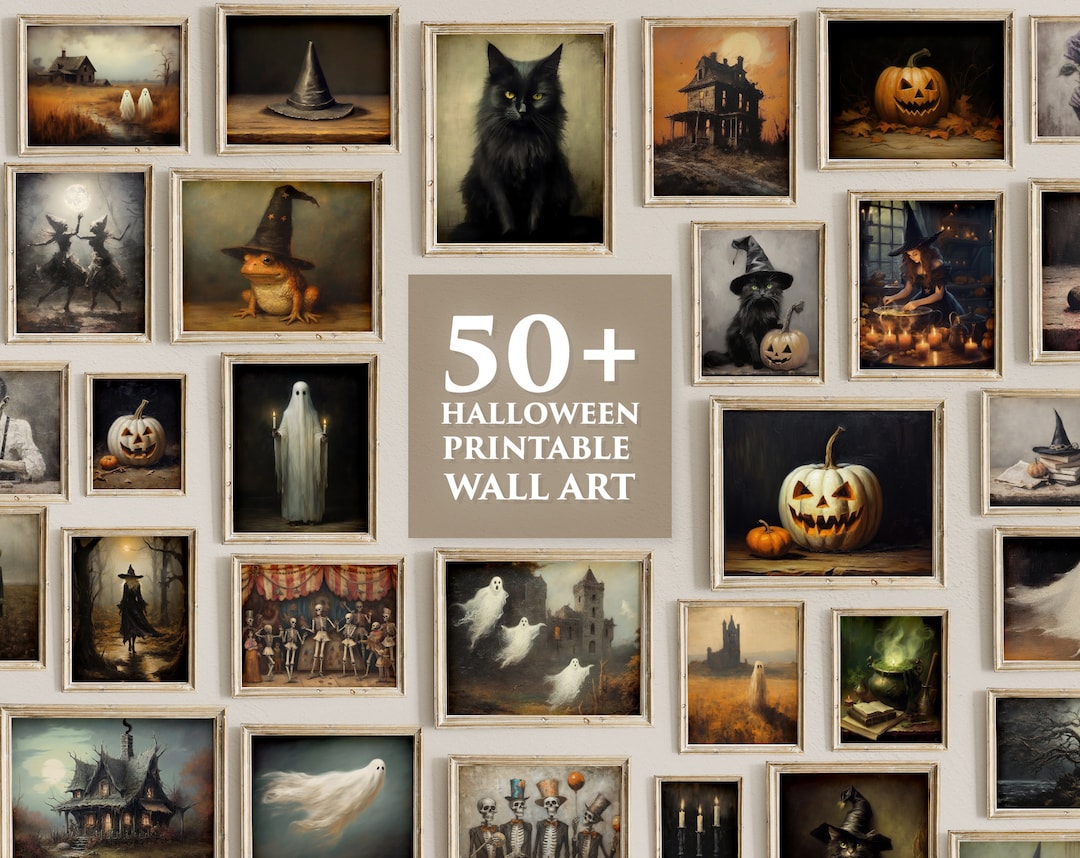 Halloween Gallery Wall Print Set, Halloween Printable Wall Art Gallery ...