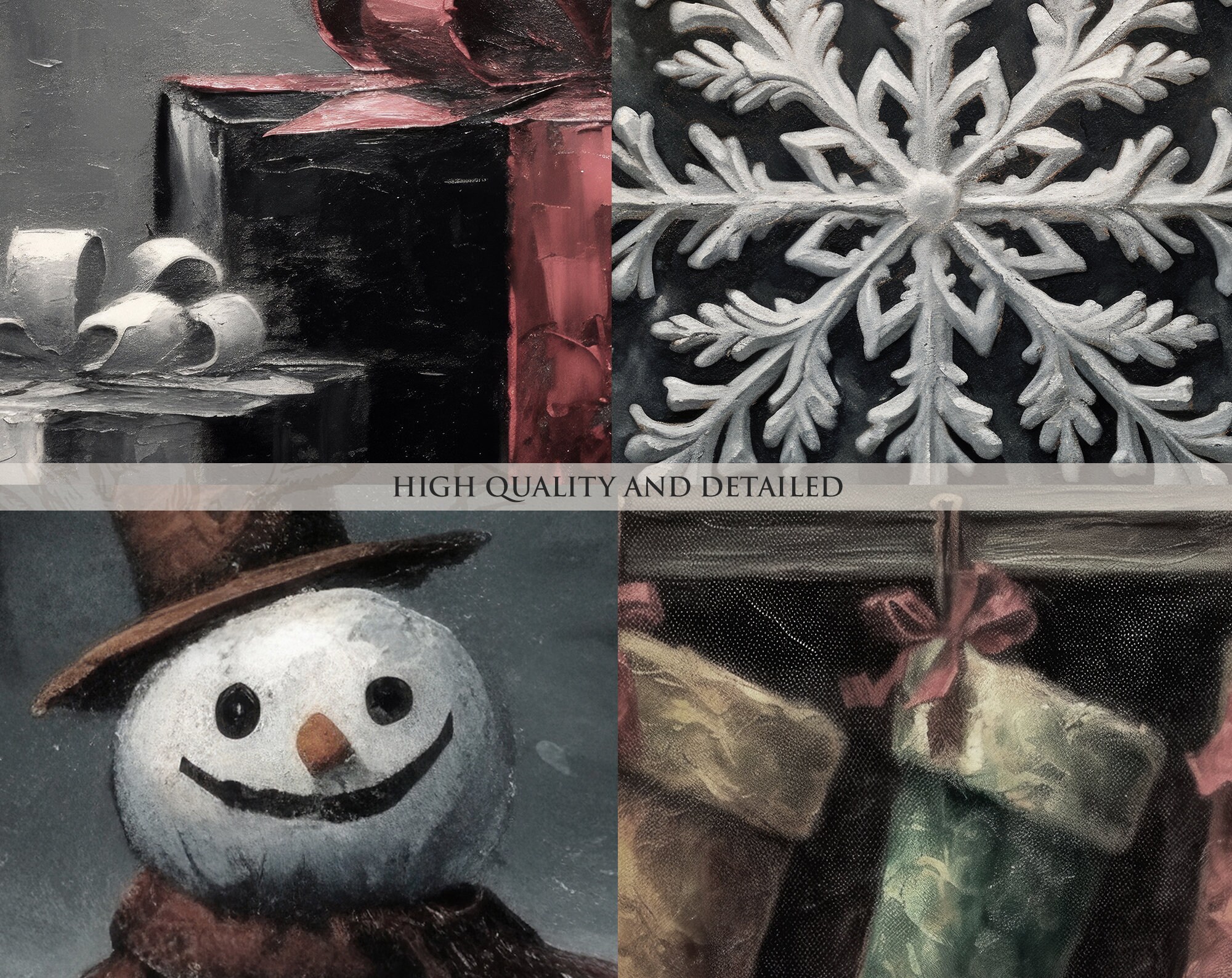 Dark and Moody Christmas Wall Art Print Set Gothic Winter - Etsy
