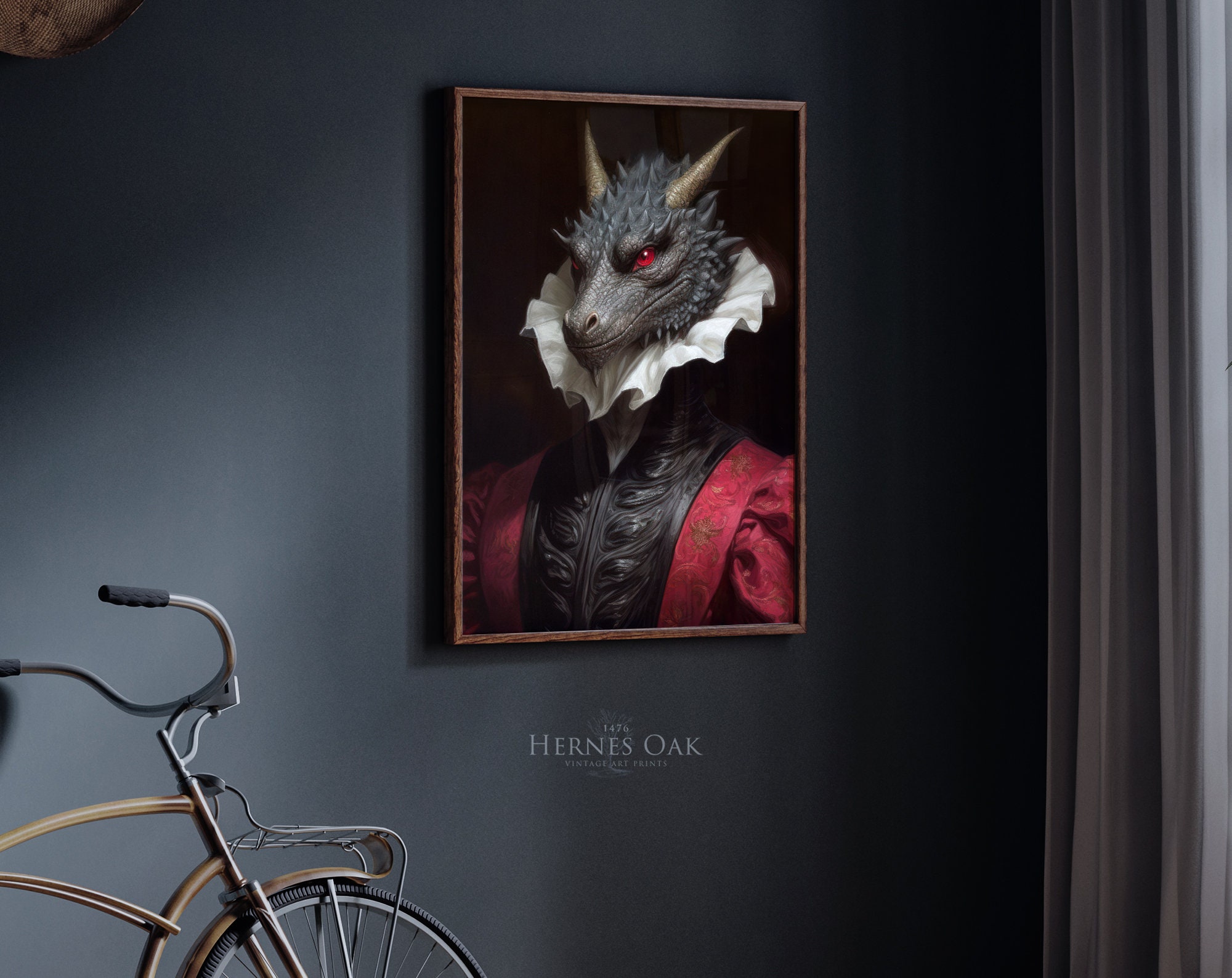 Gothic Dragon Print Victorian Dragon Portrait Medieval - Etsy