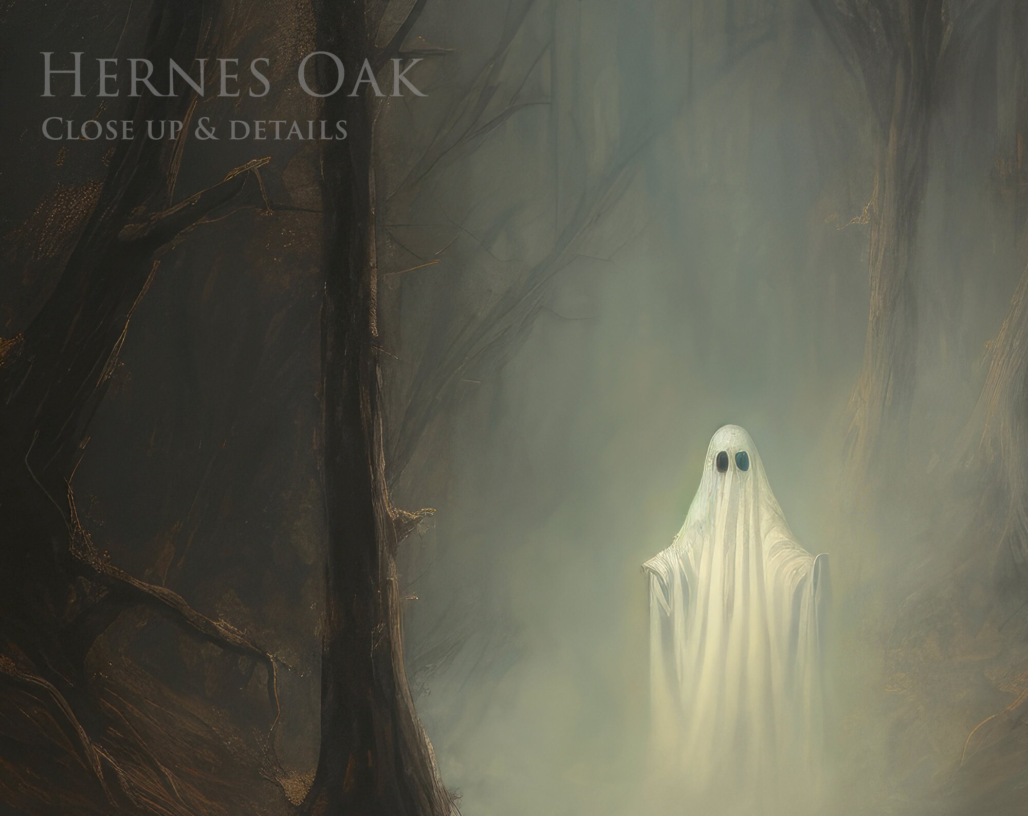 Spooky Vintage Ghost Print, Spooky Art Print, Ghost in a Dark Forest ...