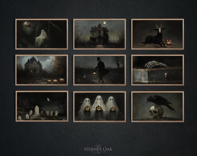 Dark and Moody Gothic Halloween Frame TV Art Set of 34 | Dark Academia ...
