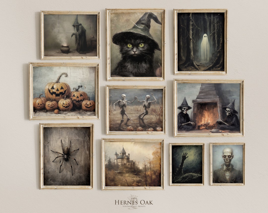 Halloween Gallery Wall Print Set, Halloween Printable Wall Art Gallery ...