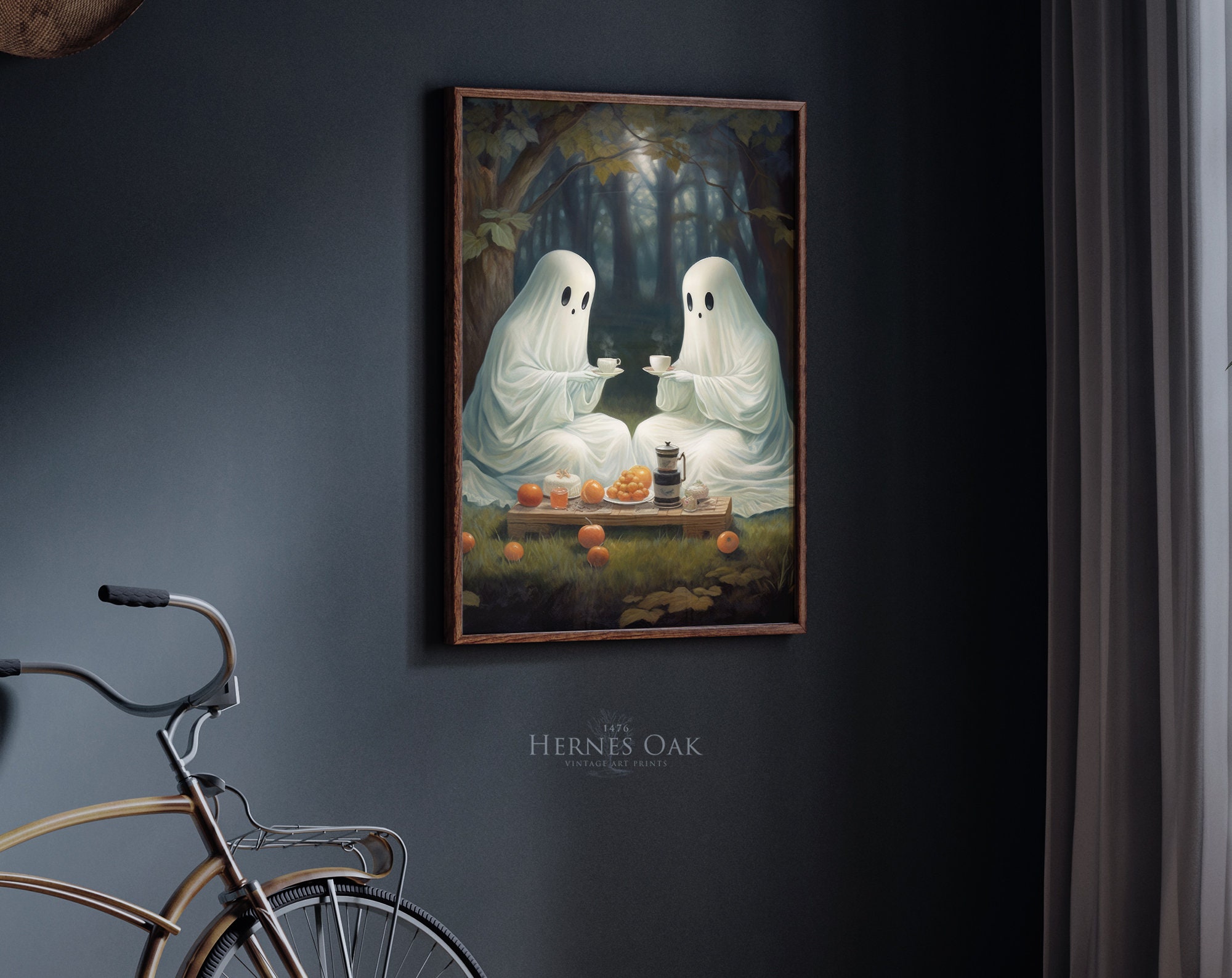Ghost Tea Party, Ghosts in the Forest, Halloween Digital Print, Ghost ...