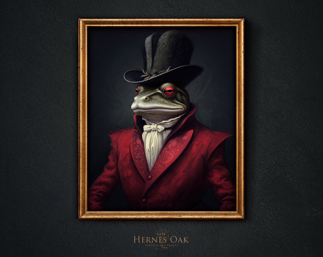 Gothic Frog Print, Victorian Frog Portrait, Dark Academia, Printable ...