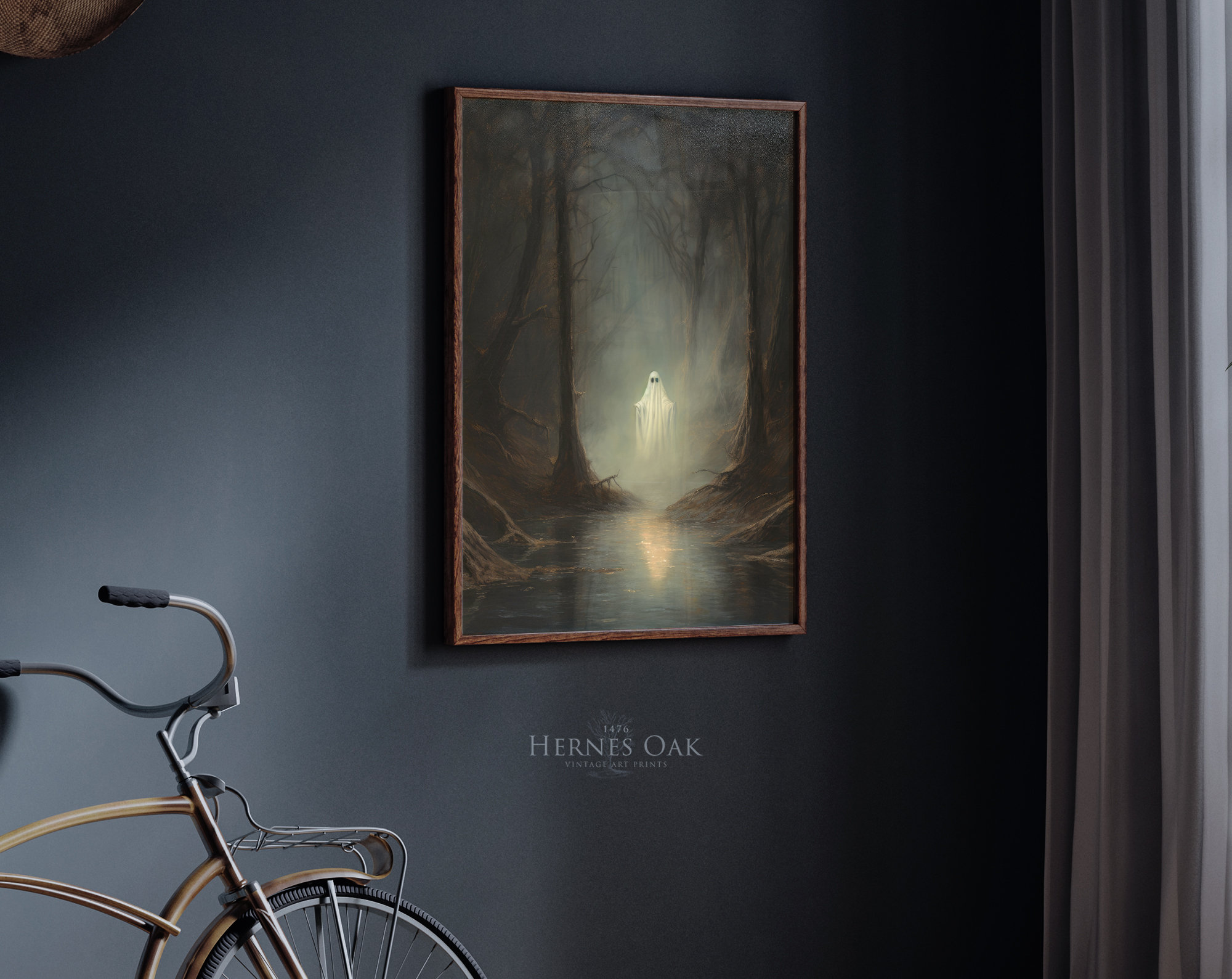 Spooky Vintage Ghost Print, Spooky Art Print, Ghost in a Dark Forest ...