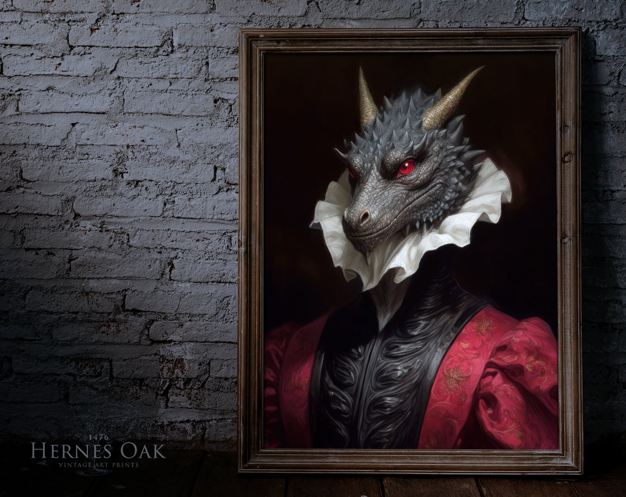 Gothic Dragon Print Victorian Dragon Portrait Medieval - Etsy