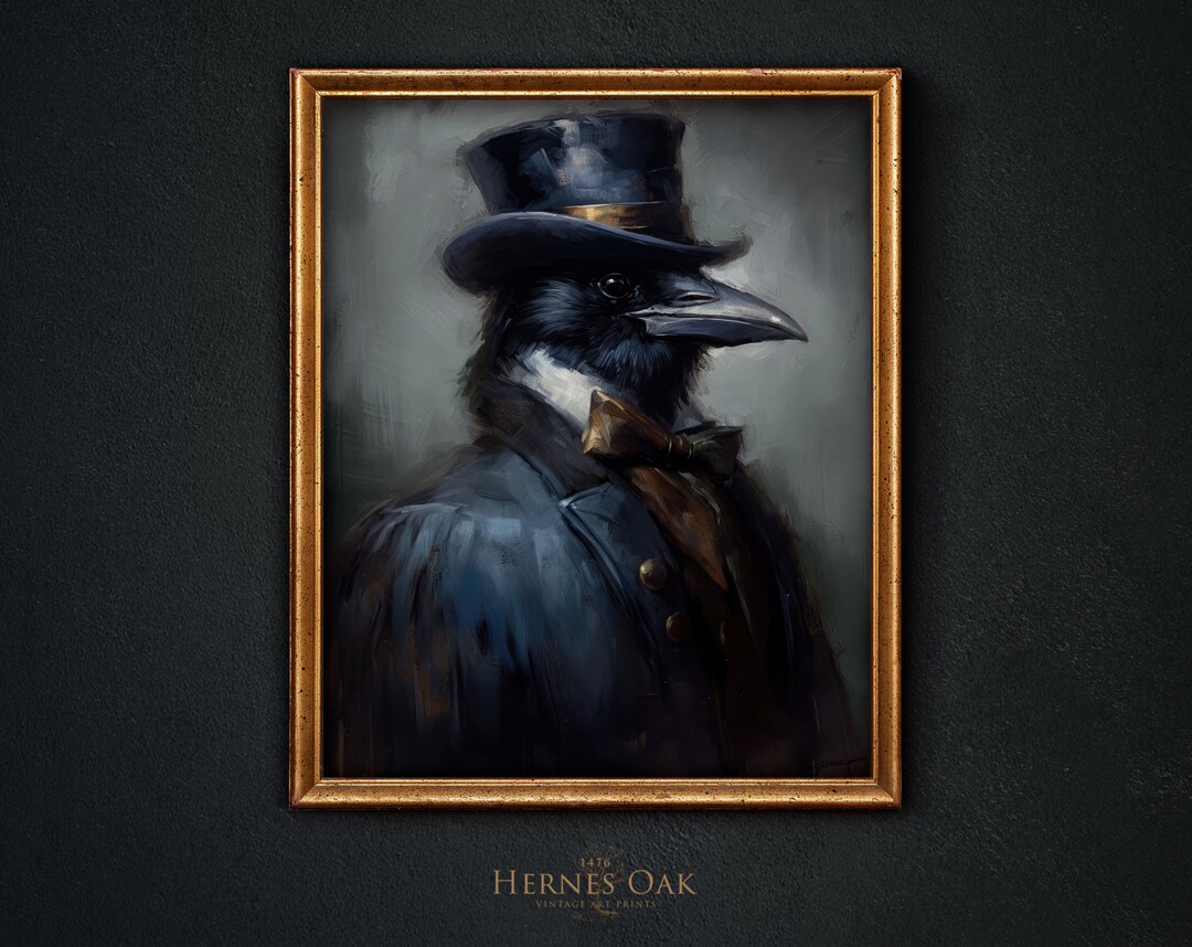 Gothic Raven Print, Victorian Crow Wall Art, Dark Academia, Printable ...