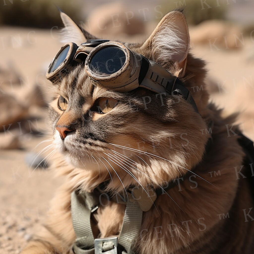 Digital Art Piece: Military Cat, Army Cat, Scouting Animal - Etsy